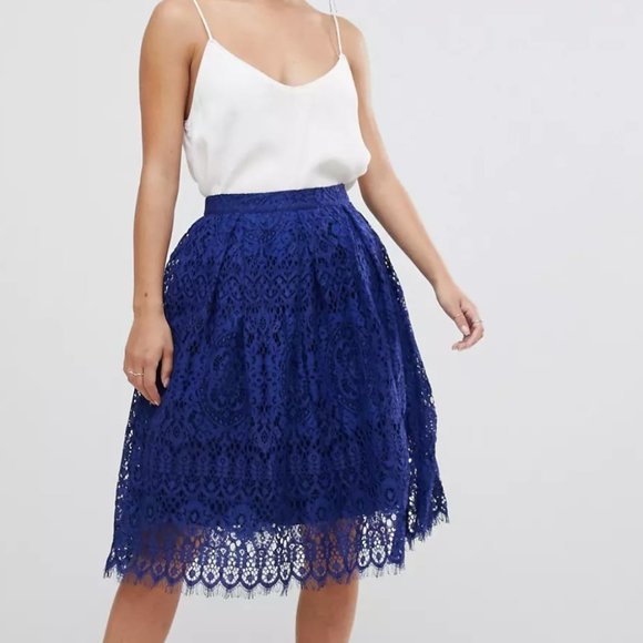 ASOS Petite | Skirts | Asos Blue Lace Skirt | Poshmark